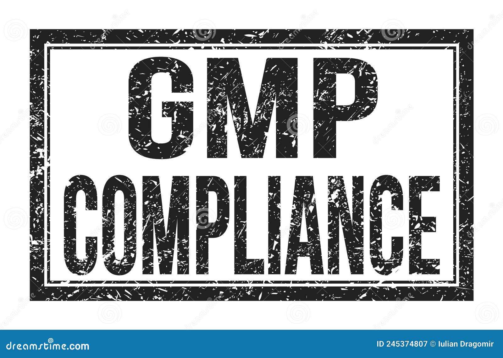 GMP COMPLIANCE, Words on Black Rectangle Stamp Sign Stock Illustration ...