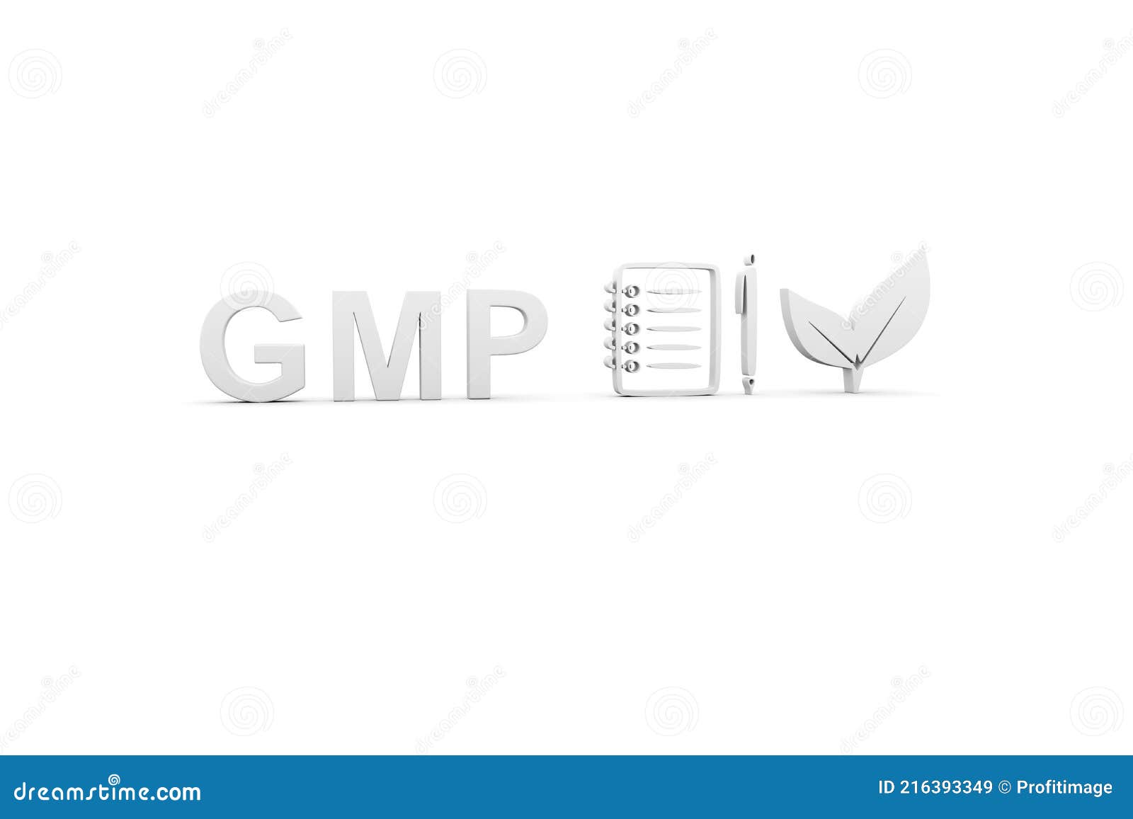 Gmp concept fond blanc 3d illustration stock. Illustration du blanc ...