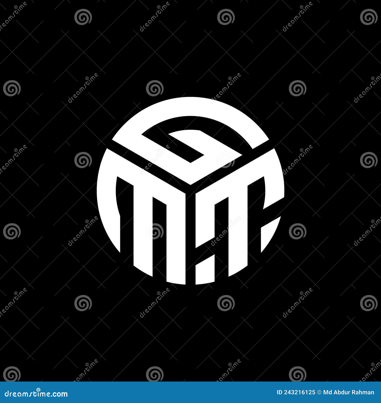 GMT Letter Logo Design on Black Background. GMT Creative Initials ...