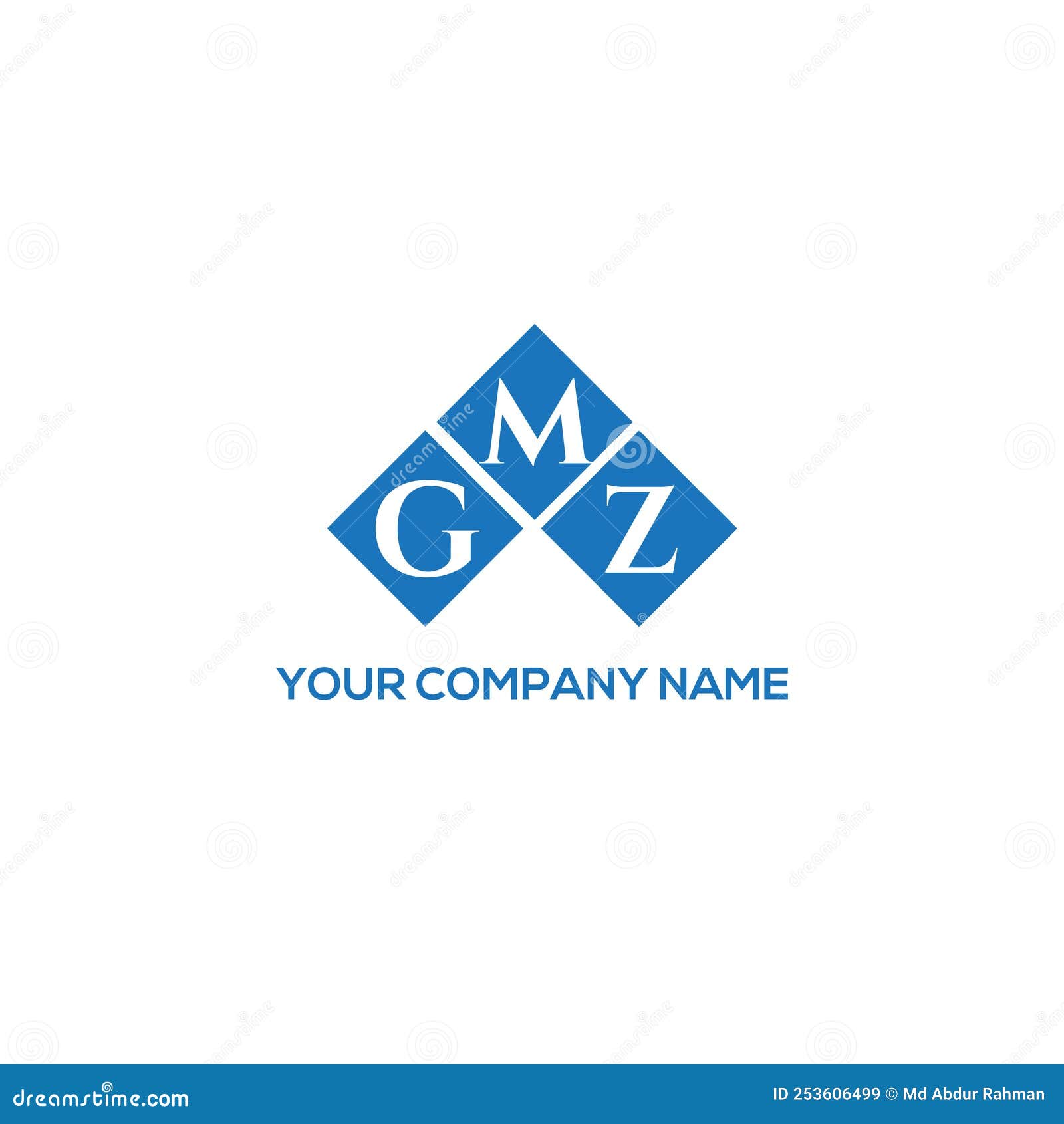 GMZ Letter Logo Design on WHITE Background. GMZ Creative Initials ...