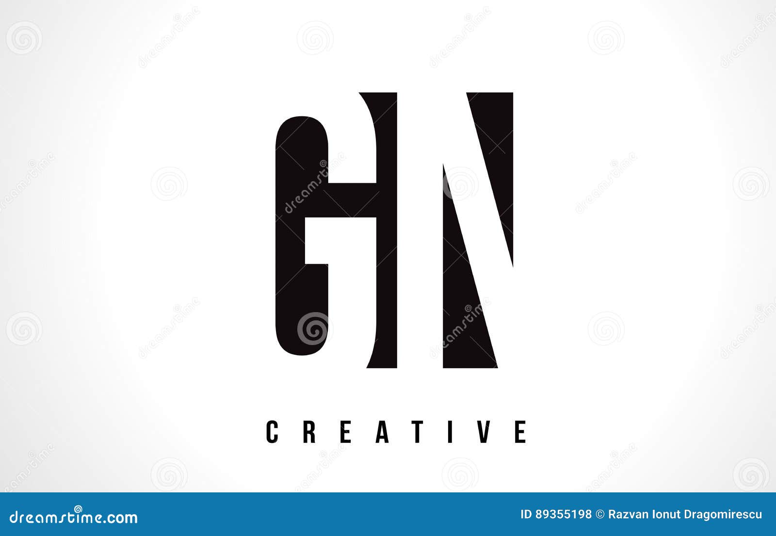 GN G N White Letter Logo Design with Black Square. Stock Vector ...