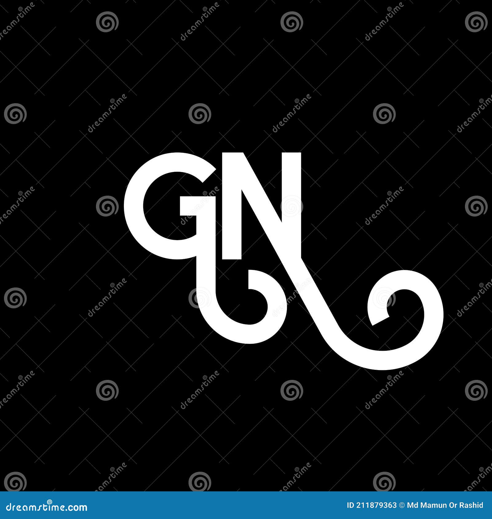 GN Letter Logo Design on Black Background. GN Creative Initials Letter ...