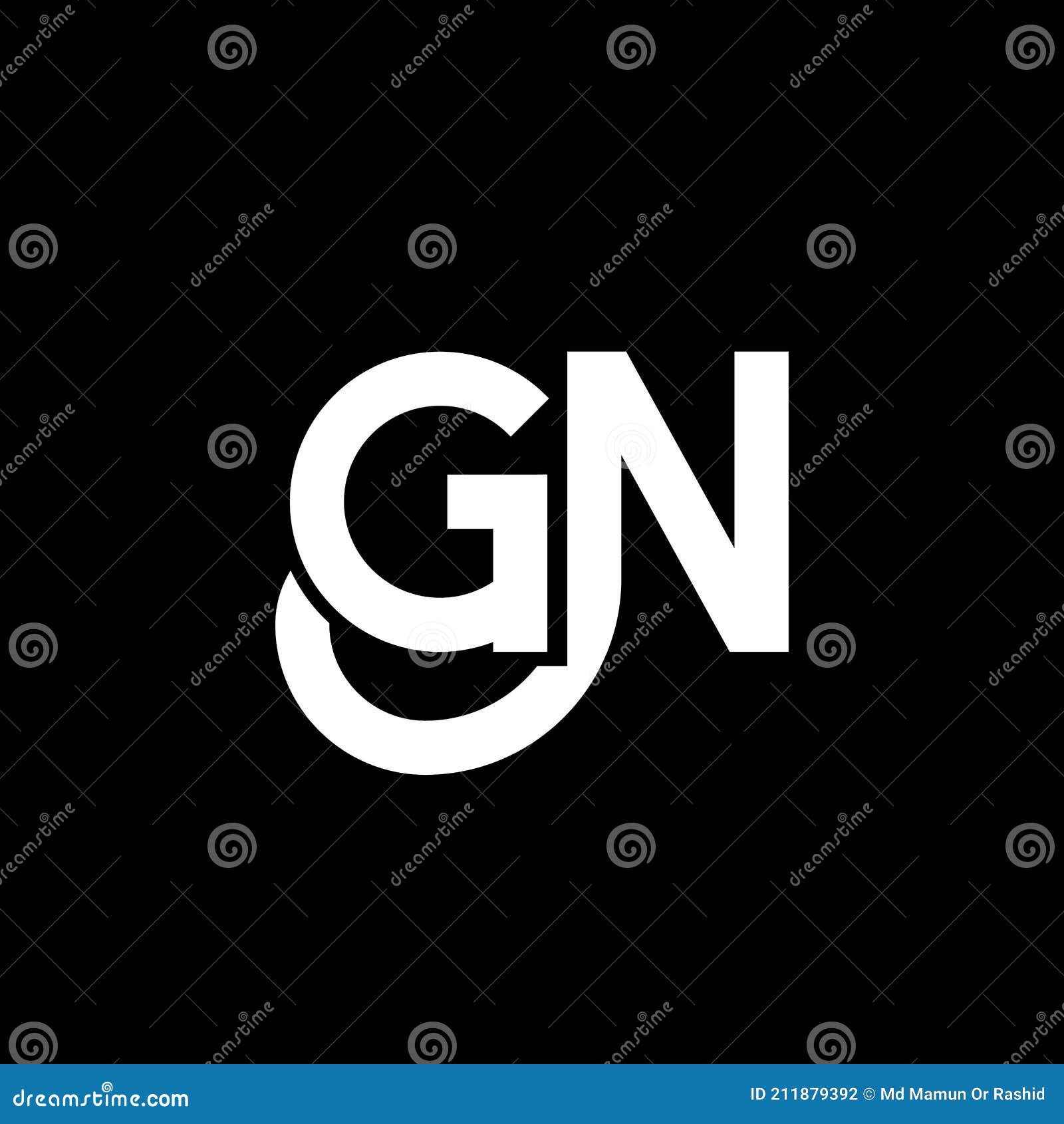 GN Letter Logo Design on Black Background. GN Creative Initials Letter ...
