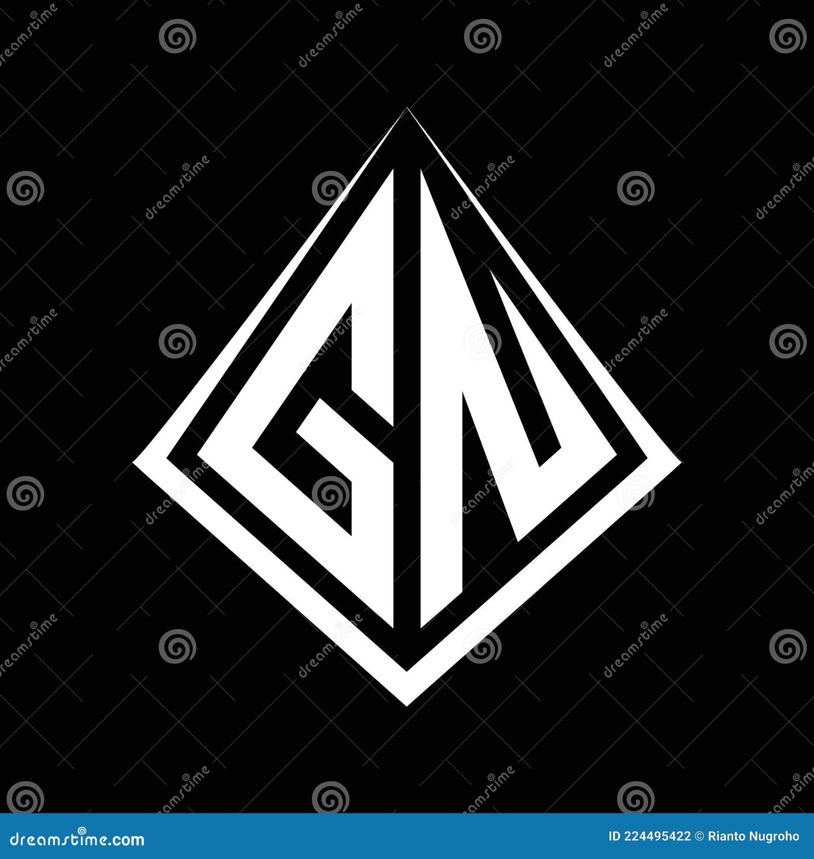 GN Logo Letters Monogram with Prisma Shape Design Template Stock Vector ...