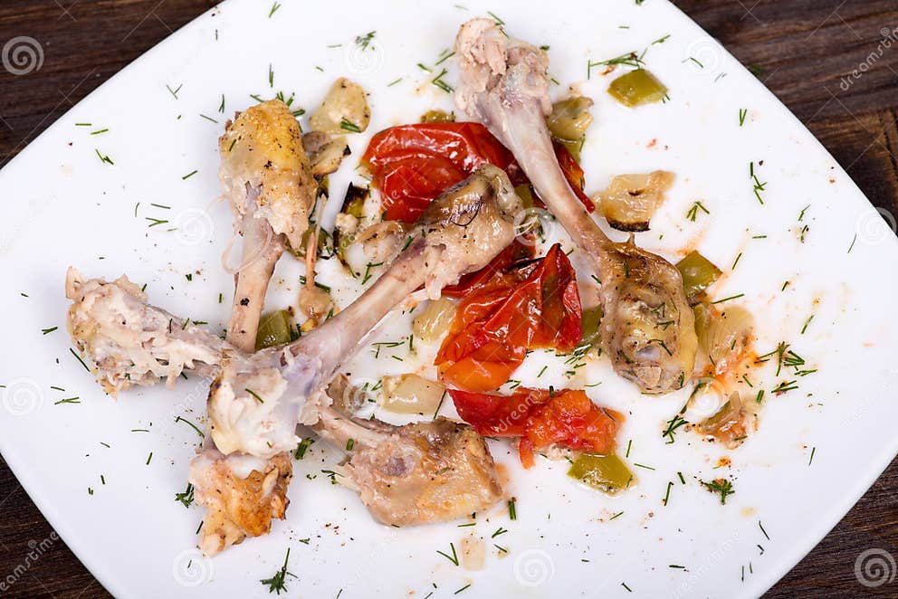 Gnawed bones from chicken stock image. Image of bare - 32345469