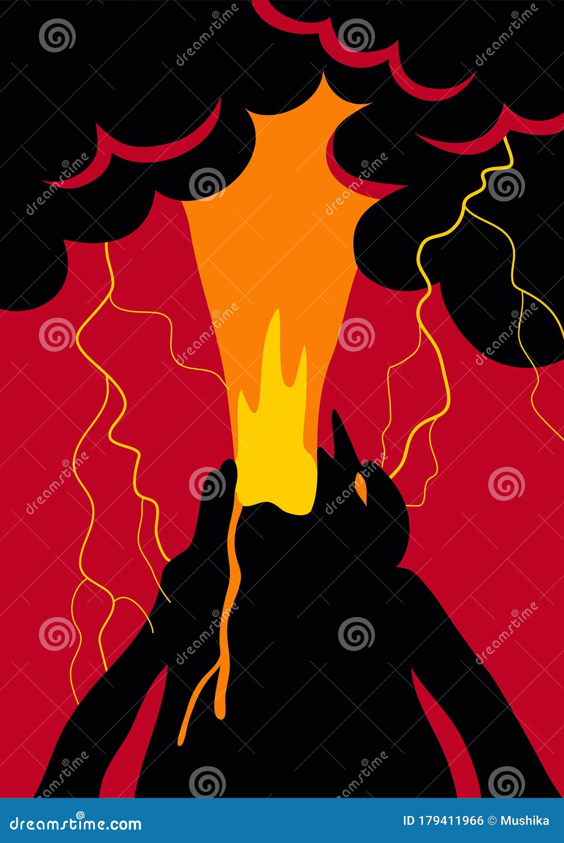 Poster with Human Emotion Anger Allegory in the Form of a Human Volcano ...