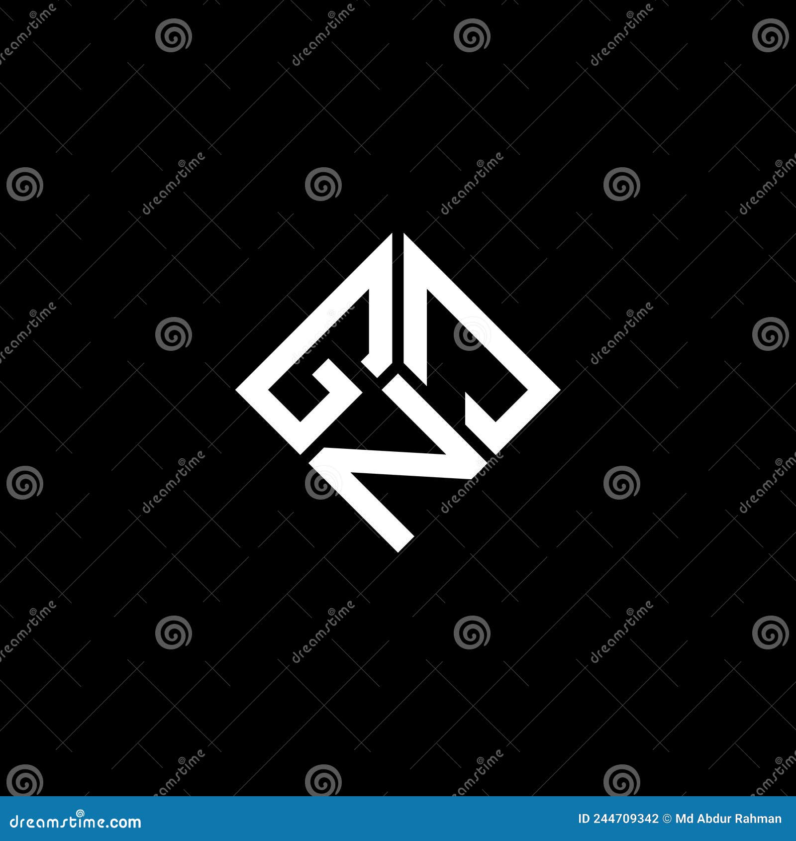 GNJ Letter Logo Design on Black Background. GNJ Creative Initials ...