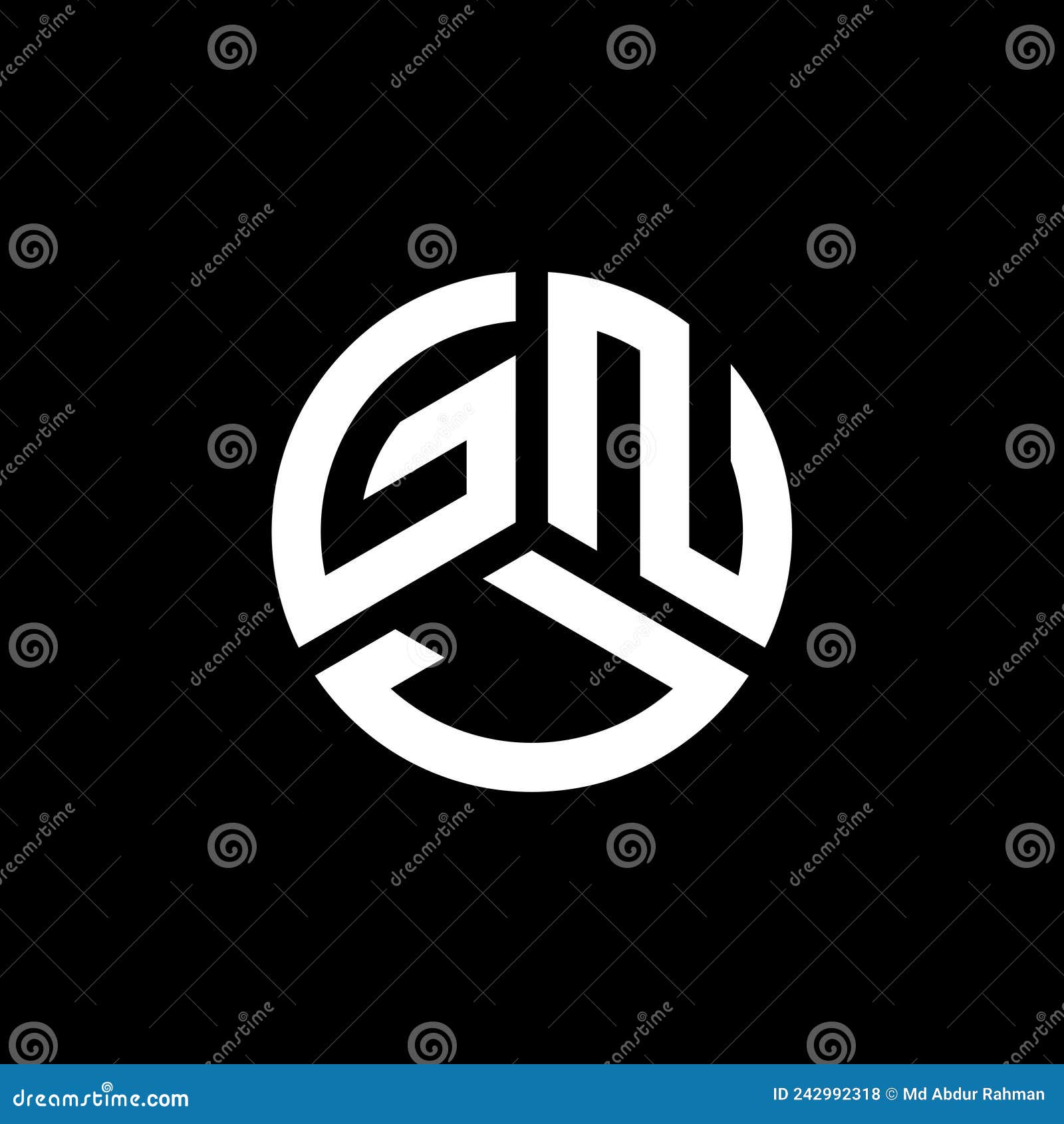 GNJ Letter Logo Design on White Background. GNJ Creative Initials ...