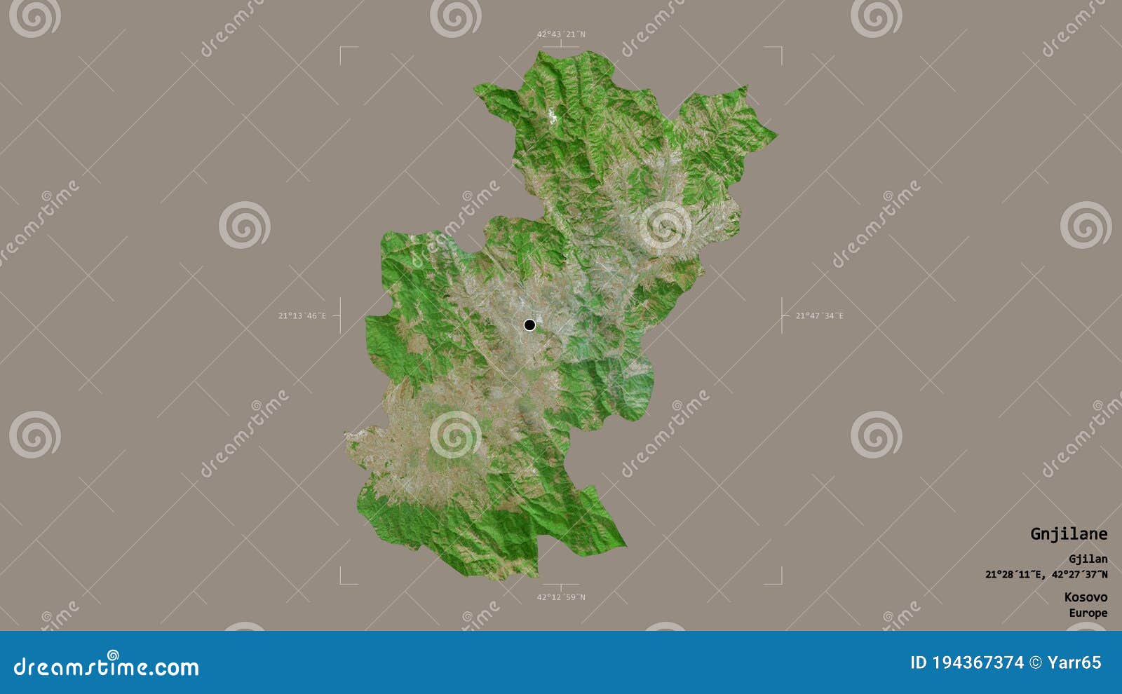 Gnjilane - Kosovo. Bounding Box. Satellite Stock Illustration ...