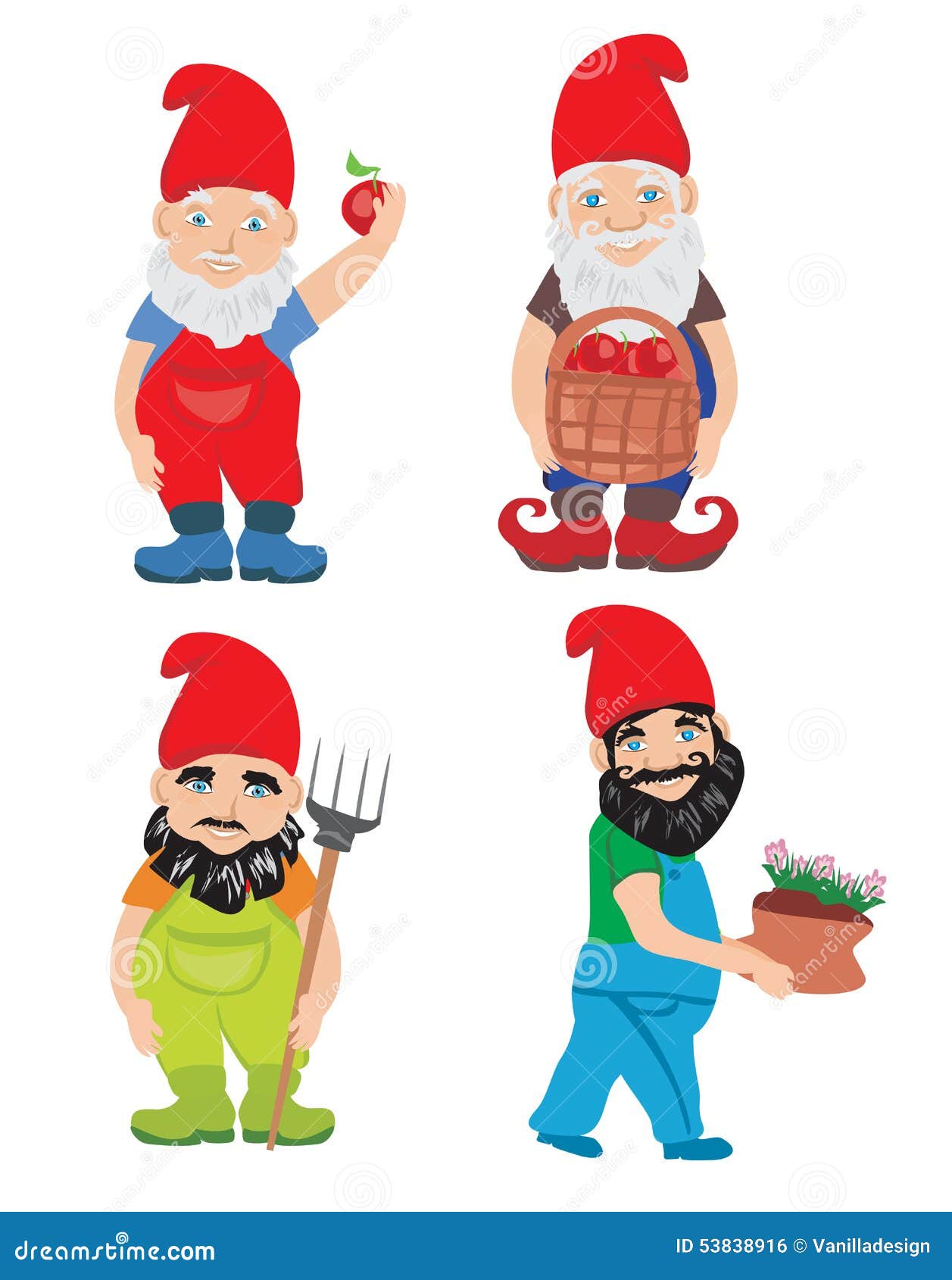 Gnome Garden Set stock vector. Illustration of male, fruit - 53838916