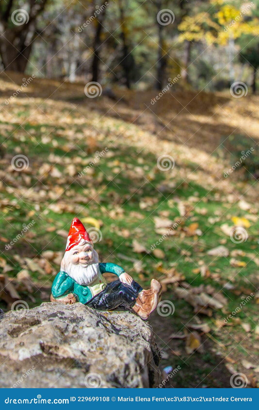 Gnome Lying On A Stone And Mountains In The Background With Vegetation ...