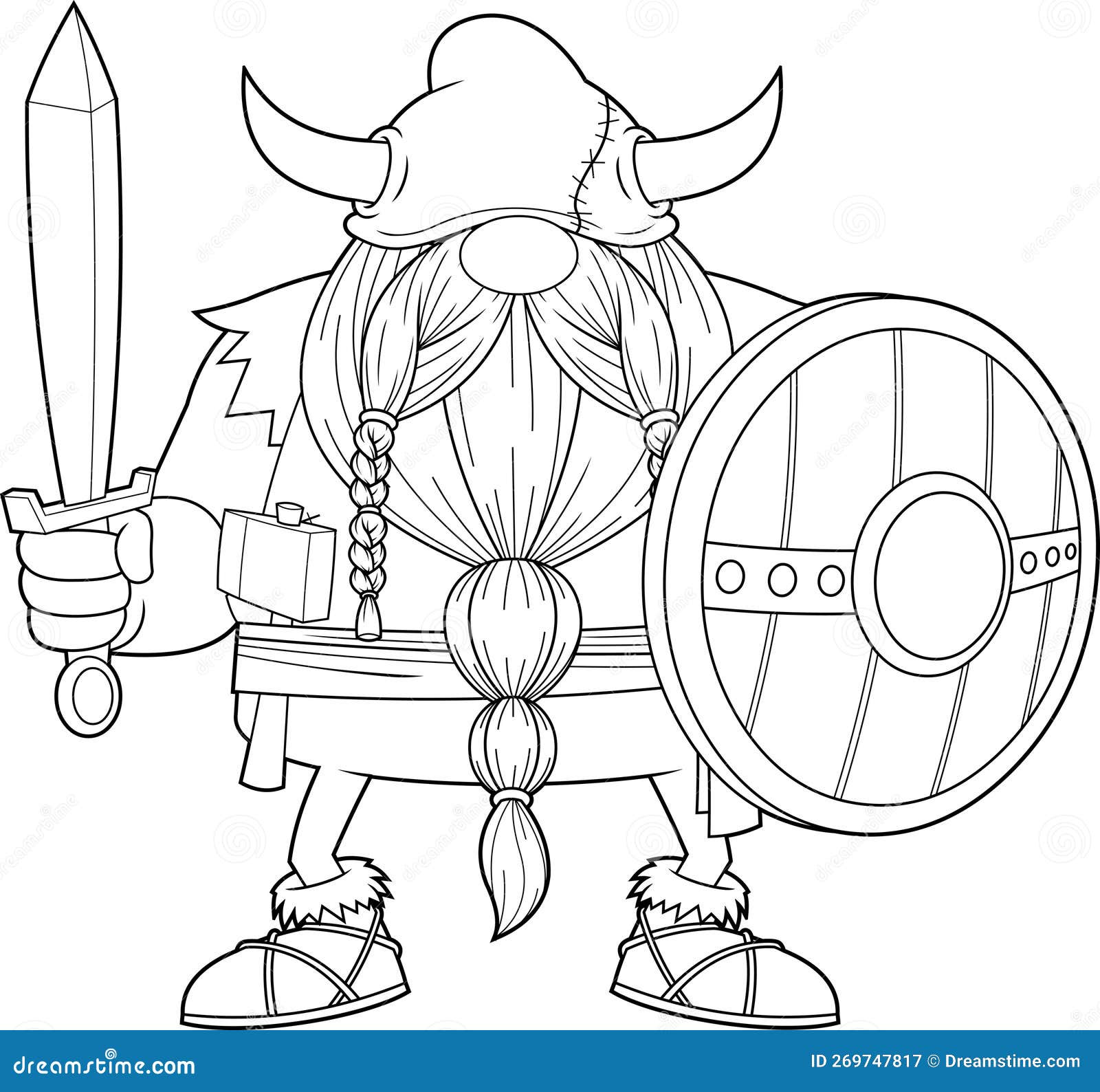 Viking In Cartoon Style. Character In Military Clothes.Ink Drawing.Ink ...