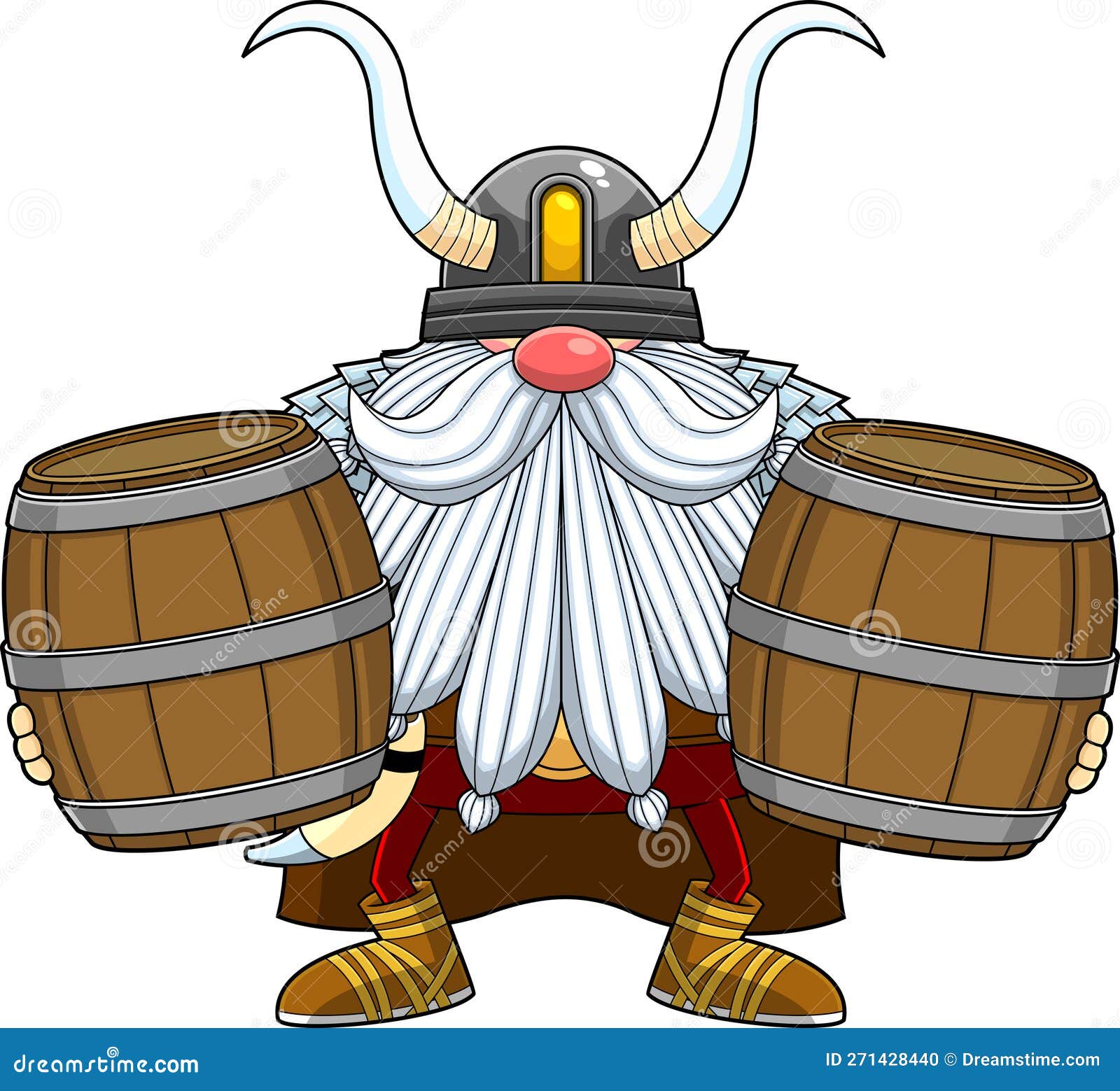 Gnome Viking Warrior Cartoon Character Carry Two Wooden Barrels of Beer ...