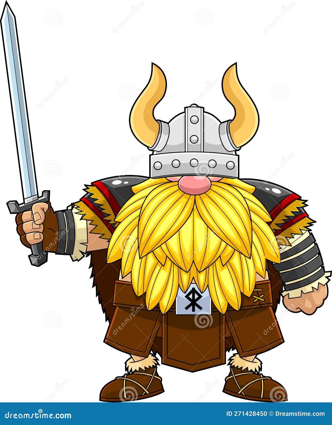 Gnome Viking Warrior Cartoon Character Holds A Great Axe Vector ...