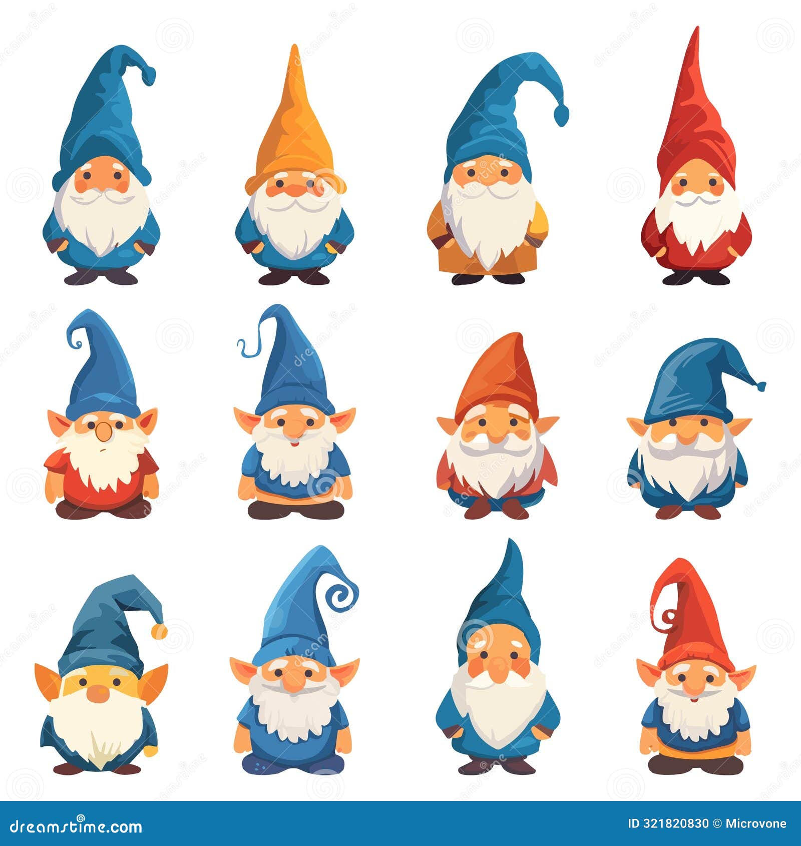 Gnomes Set Funny Gnome Tiny Men With Beards Fairy Tale Male