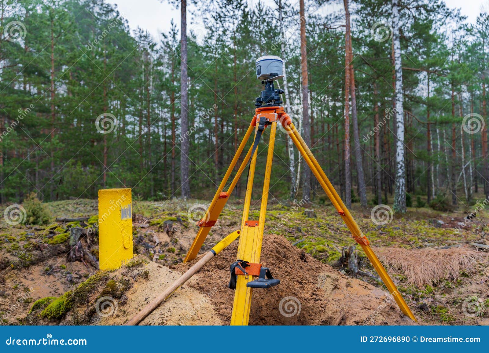 GNSS Measurements at Triangulation Point Stock Photo - Image of tripod ...