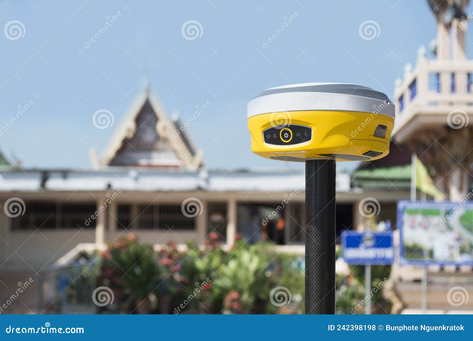 GNSS RTK Receiver Engine On Blur Background.For GPS Point Or Position ...