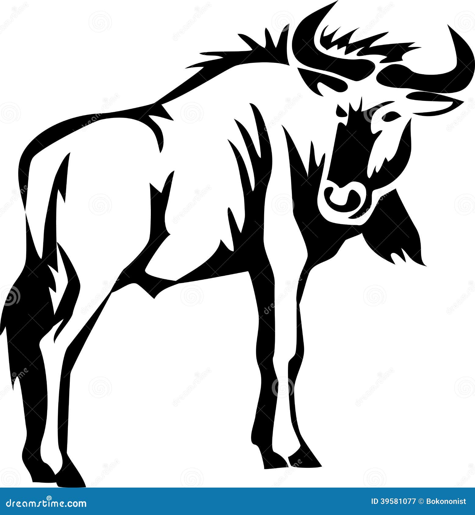 Gnu ilustração do vetor. Ilustração de isolado, selvagem - 39581077