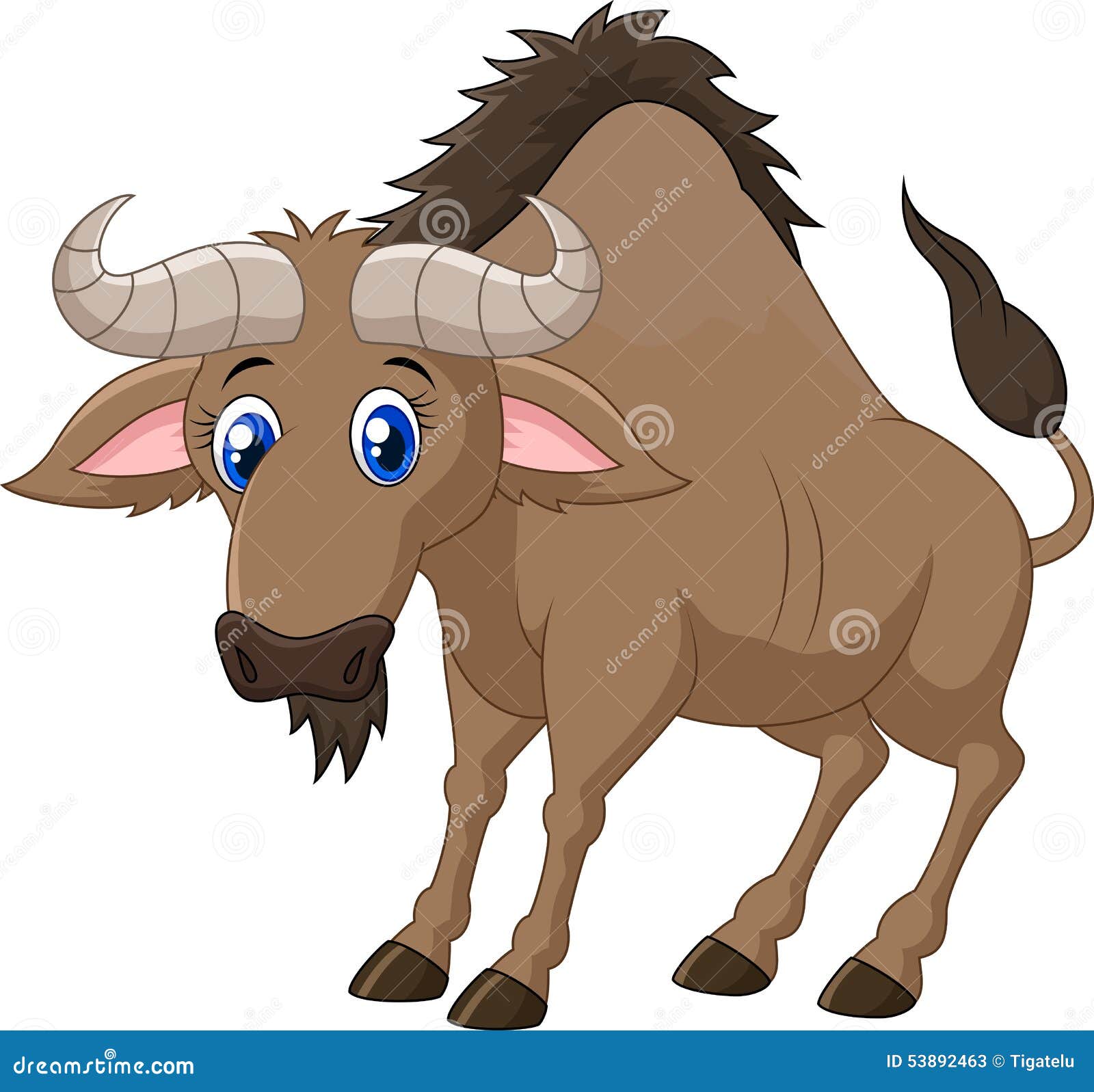 Gnu Do Animal Dos Desenhos Animados Ilustração do Vetor - Ilustração de ...