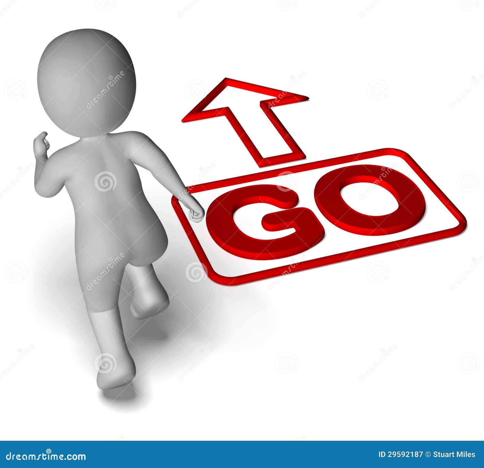 Go and 3d Man Showing Starting or Beginning Stock Illustration ...