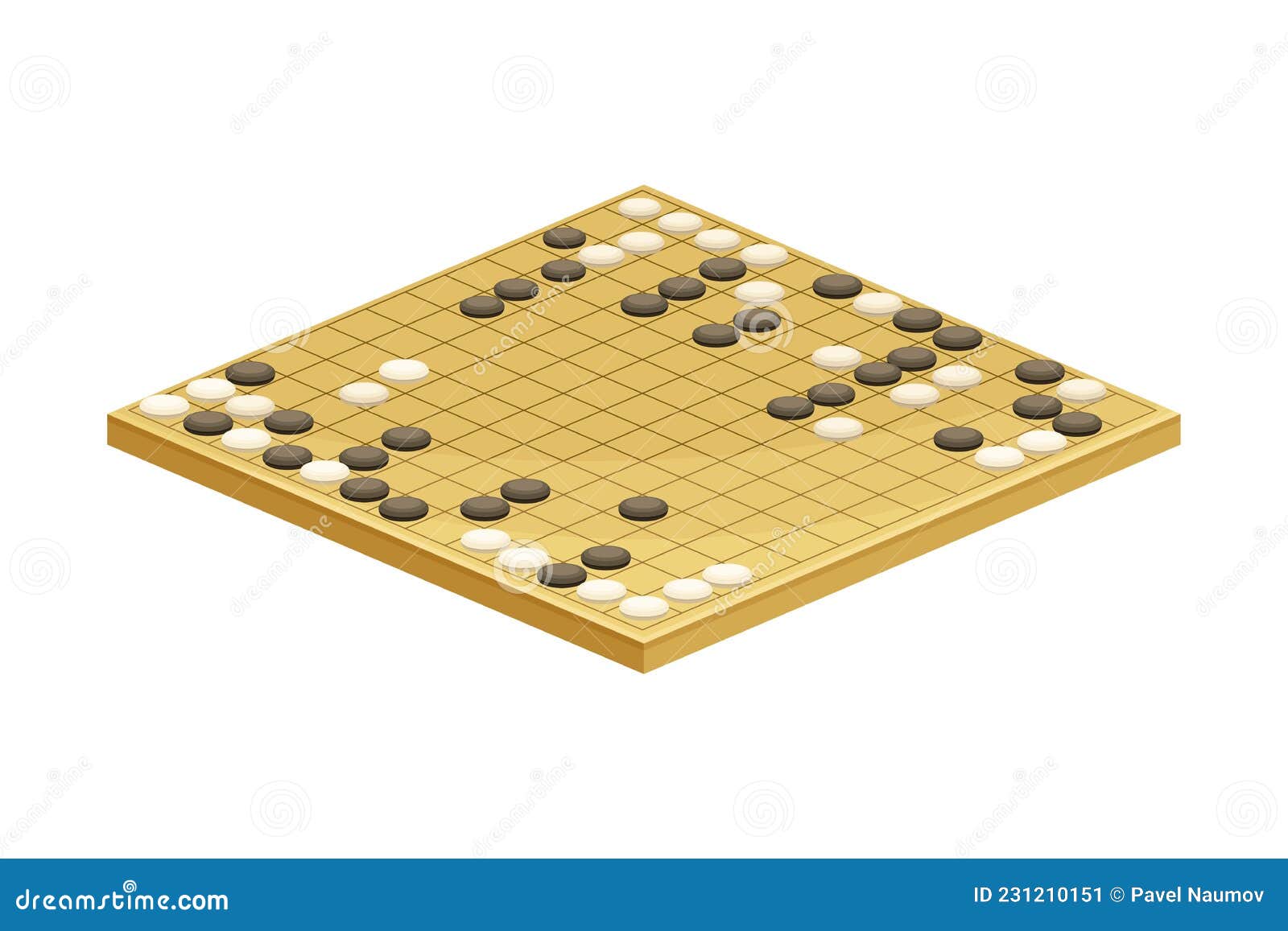 Go Abstract Strategy Board Game Flat Vector Illustration on White ...