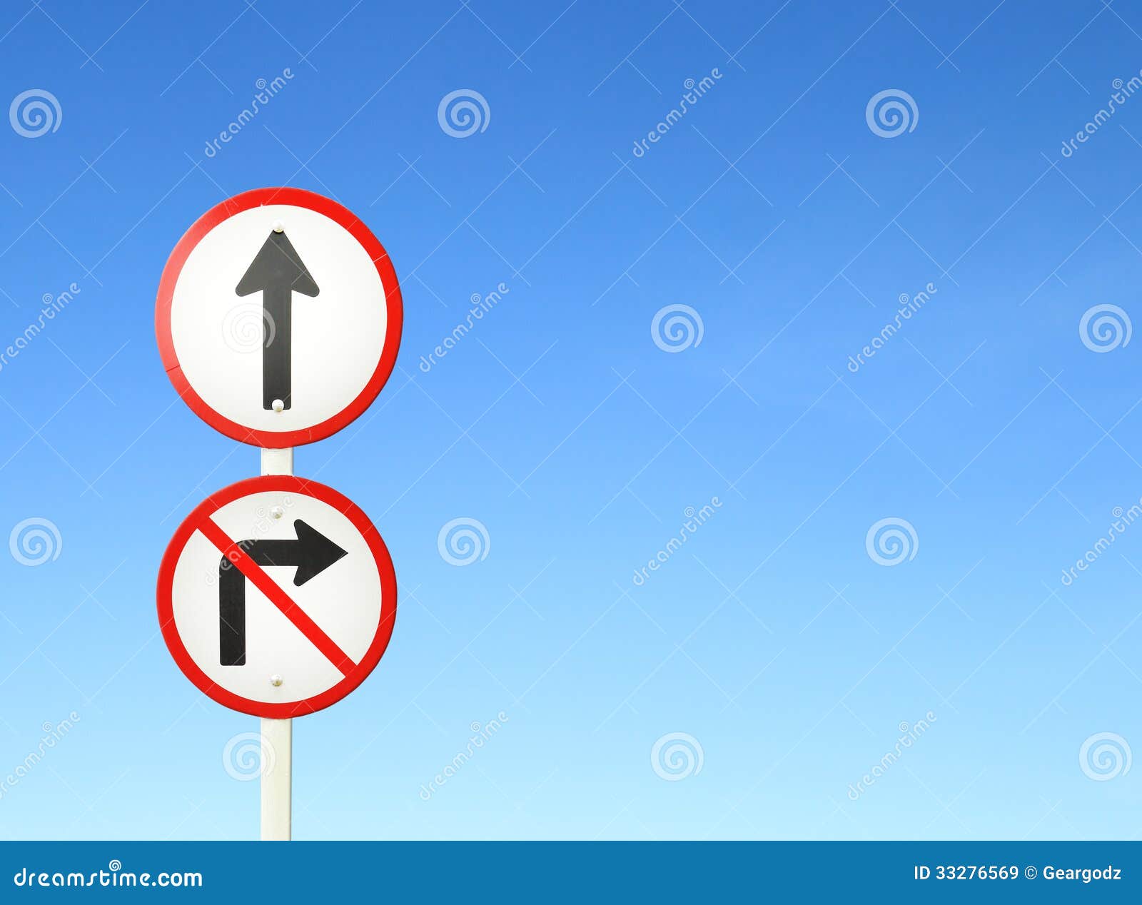 Ahead One Way Traffic Sign Drive Straight Arrow Traffic Stock Photos ...