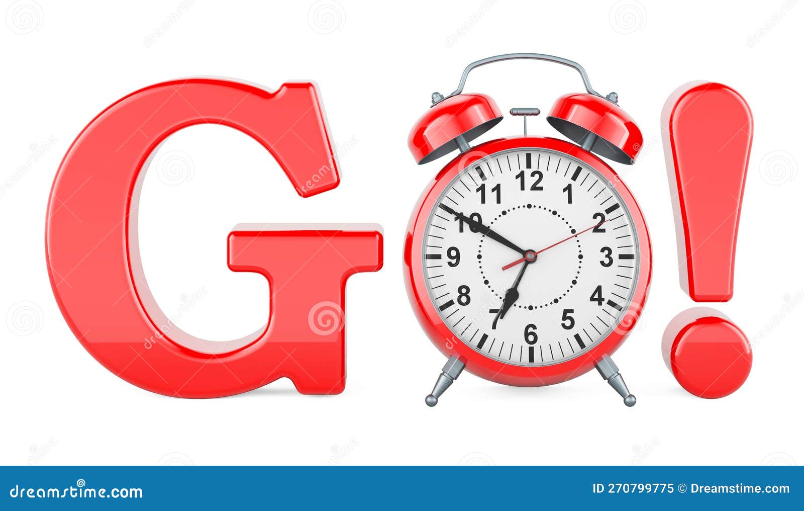 Go with Alarm Clock, 3D Rendering Stock Illustration - Illustration of ...