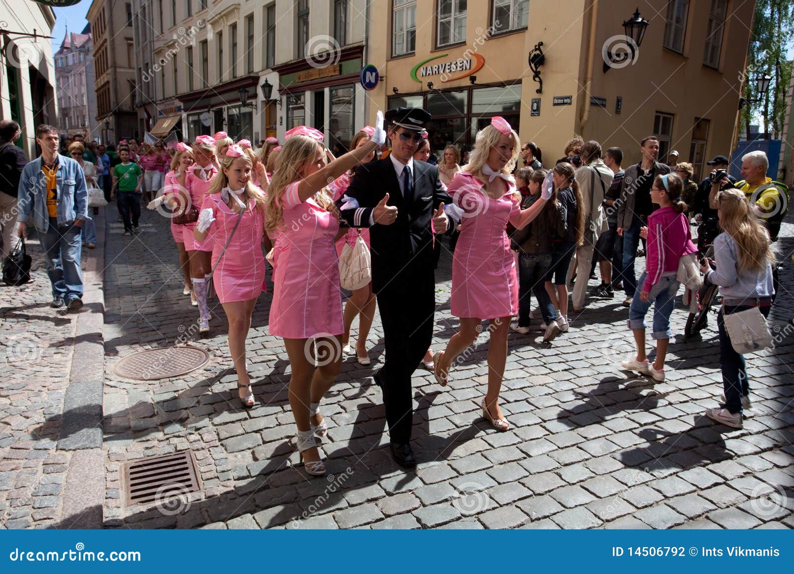 Go Blonde parade in Riga editorial photography. Image of femininity ...
