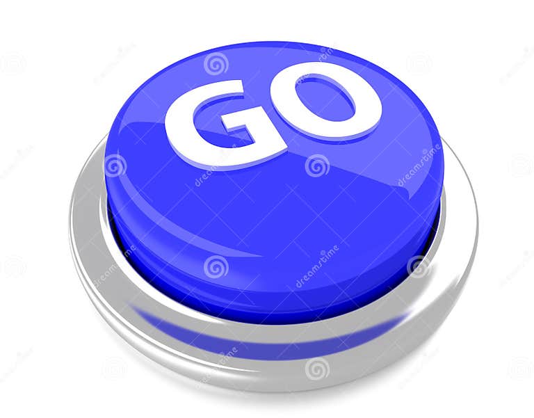 GO on Blue Push Button. 3d Illustration Stock Illustration ...