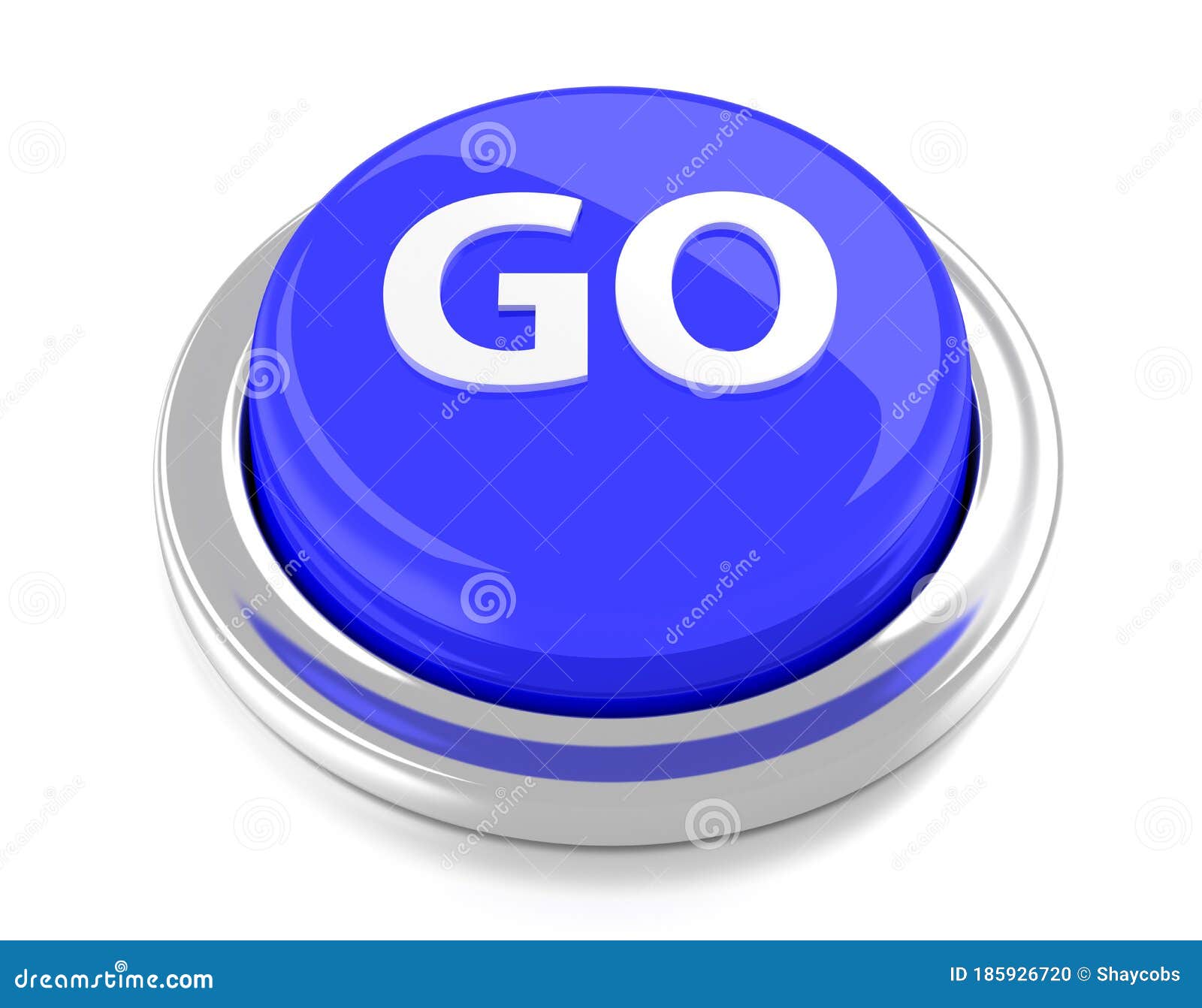 GO on Blue Push Button. 3d Illustration Stock Illustration ...
