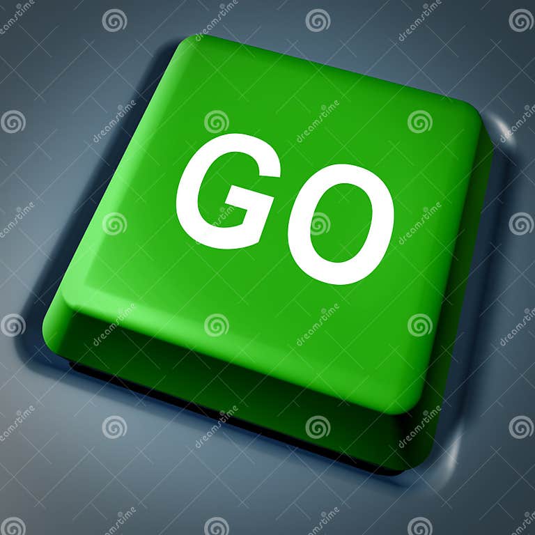 Go Button Computer Key Green Press Proceed Stock Illustration ...