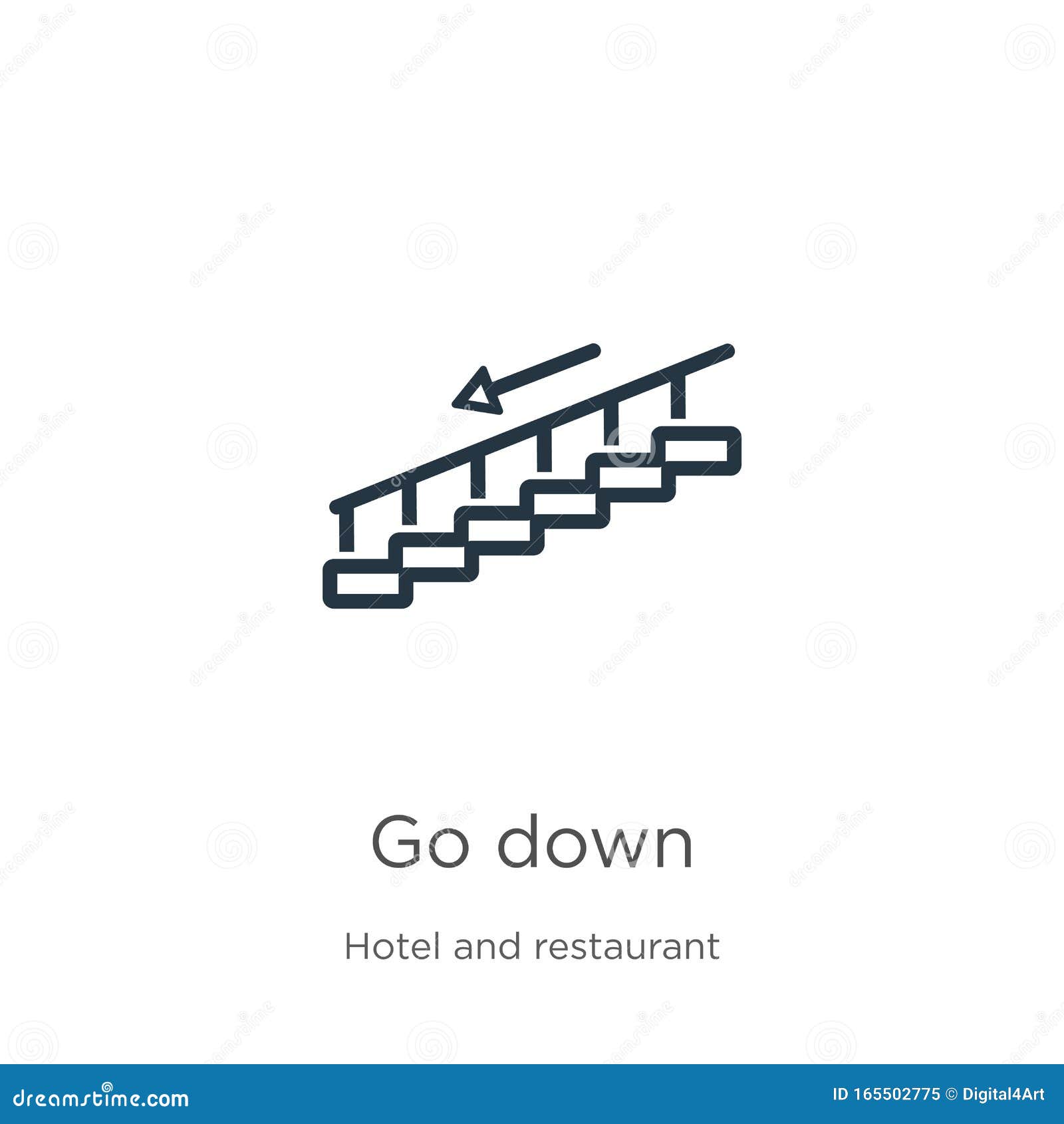 Go Down Icon. Thin Linear Go Down Outline Icon Isolated on White ... Go Down Icon. Thin Linear Go Down Outline Icon Isolated on White ...