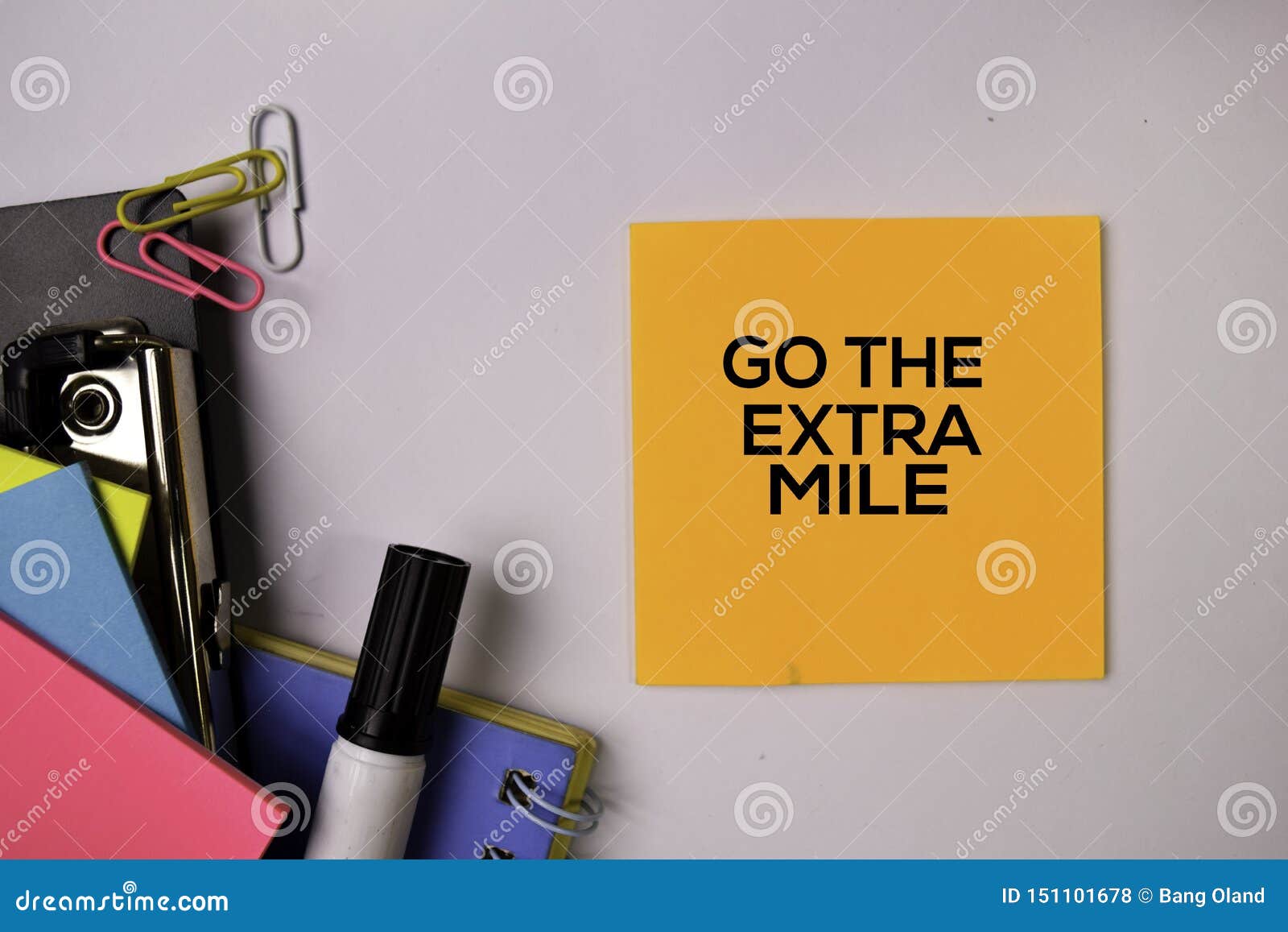 Go the Extra Mile on Sticky Notes Isolated on White Background Stock ...