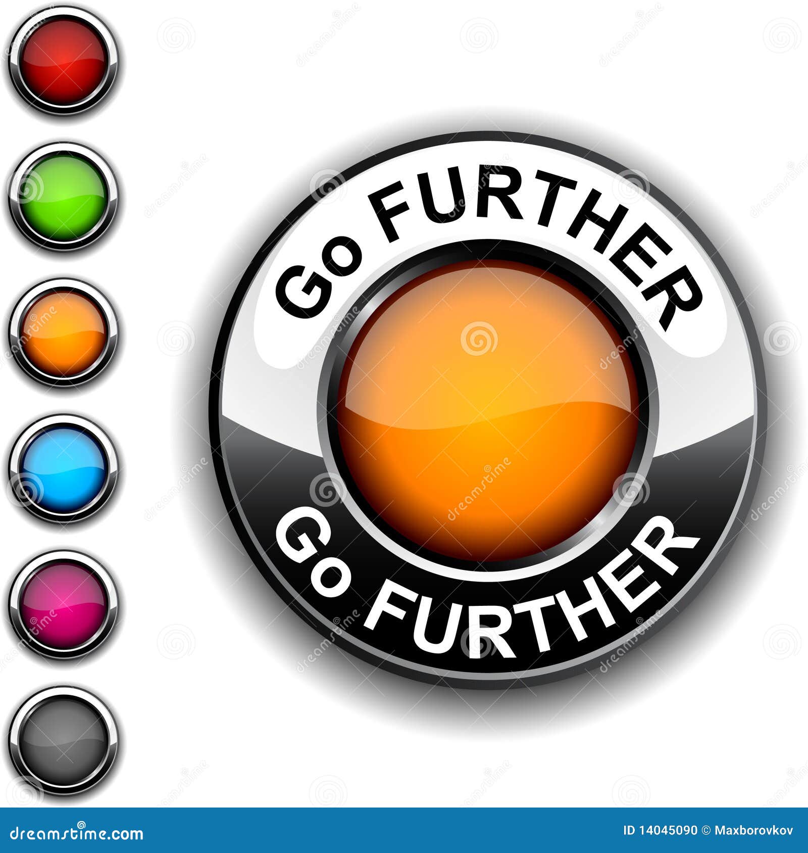 Go further button. stock vector. Illustration of glossy - 14045090