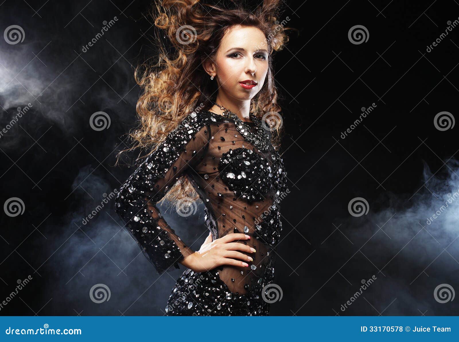 Go-go Dancer in Black Dress Stock Photo - Image of desire, motion: 33170578