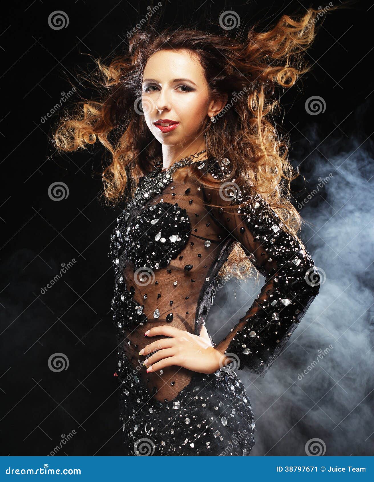 Go-go Dancer in Black Dress Stock Image - Image of disco, beauty: 38797671