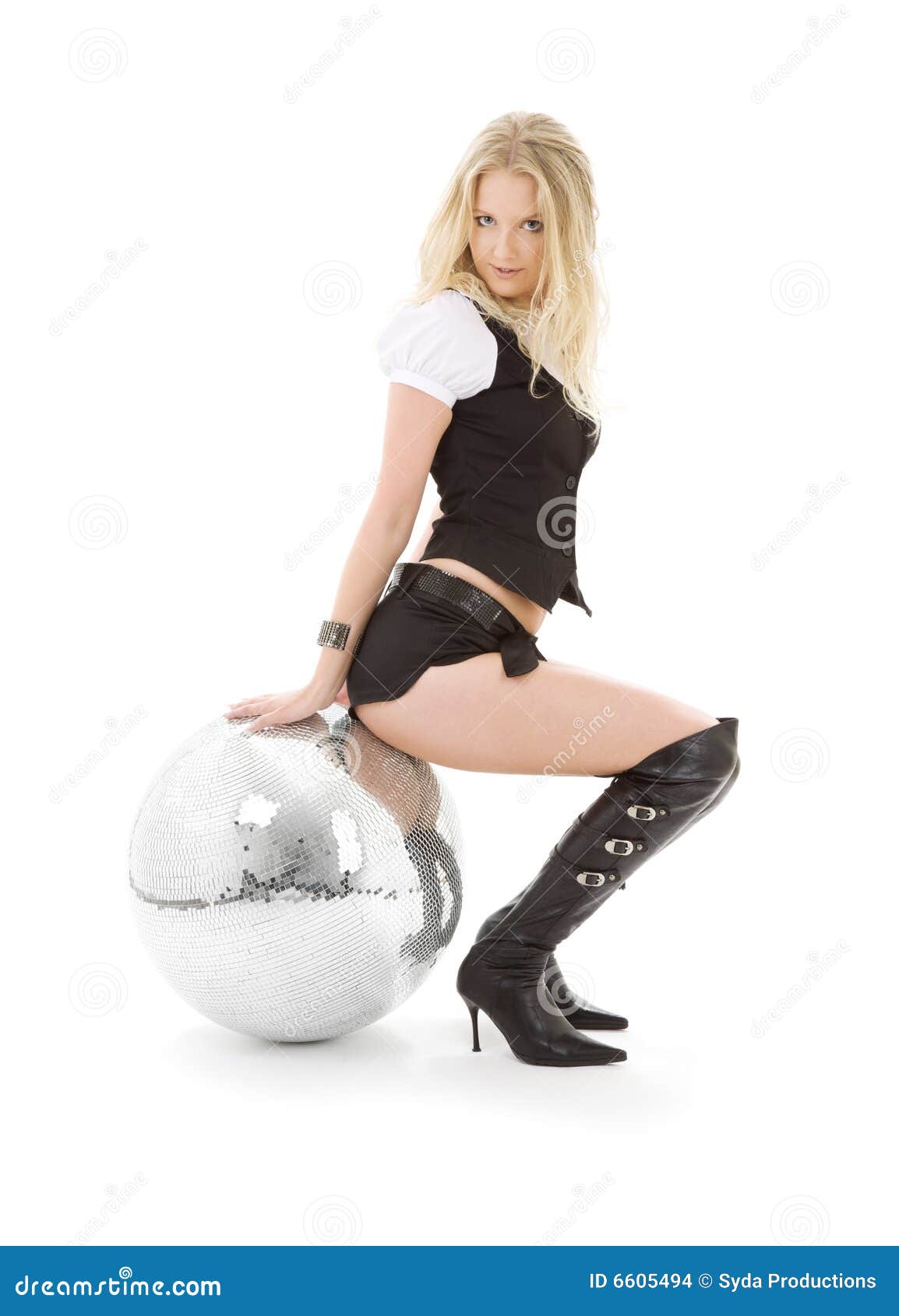 Go-go Dancer In High Boots With Disco Ball Stock Images - Image: 6605494