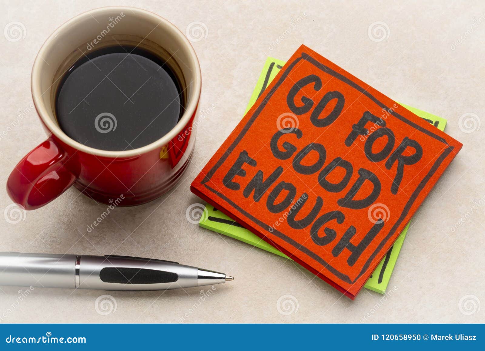 Go for Good Enough Reminder Note Stock Photo - Image of concept, good ...