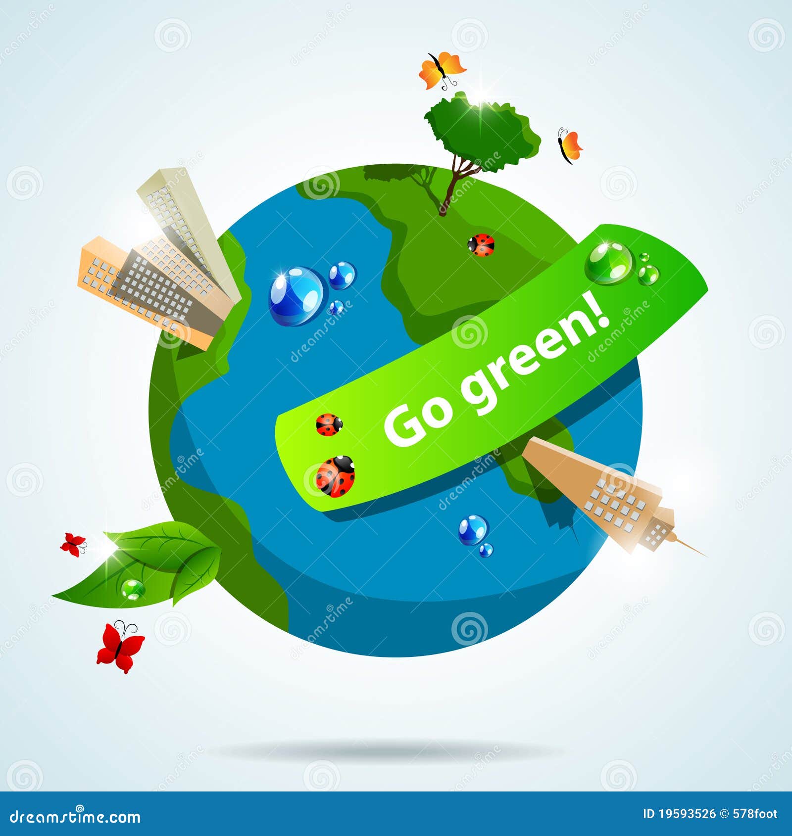 Go green stock vector. Illustration of design, globe - 19593526