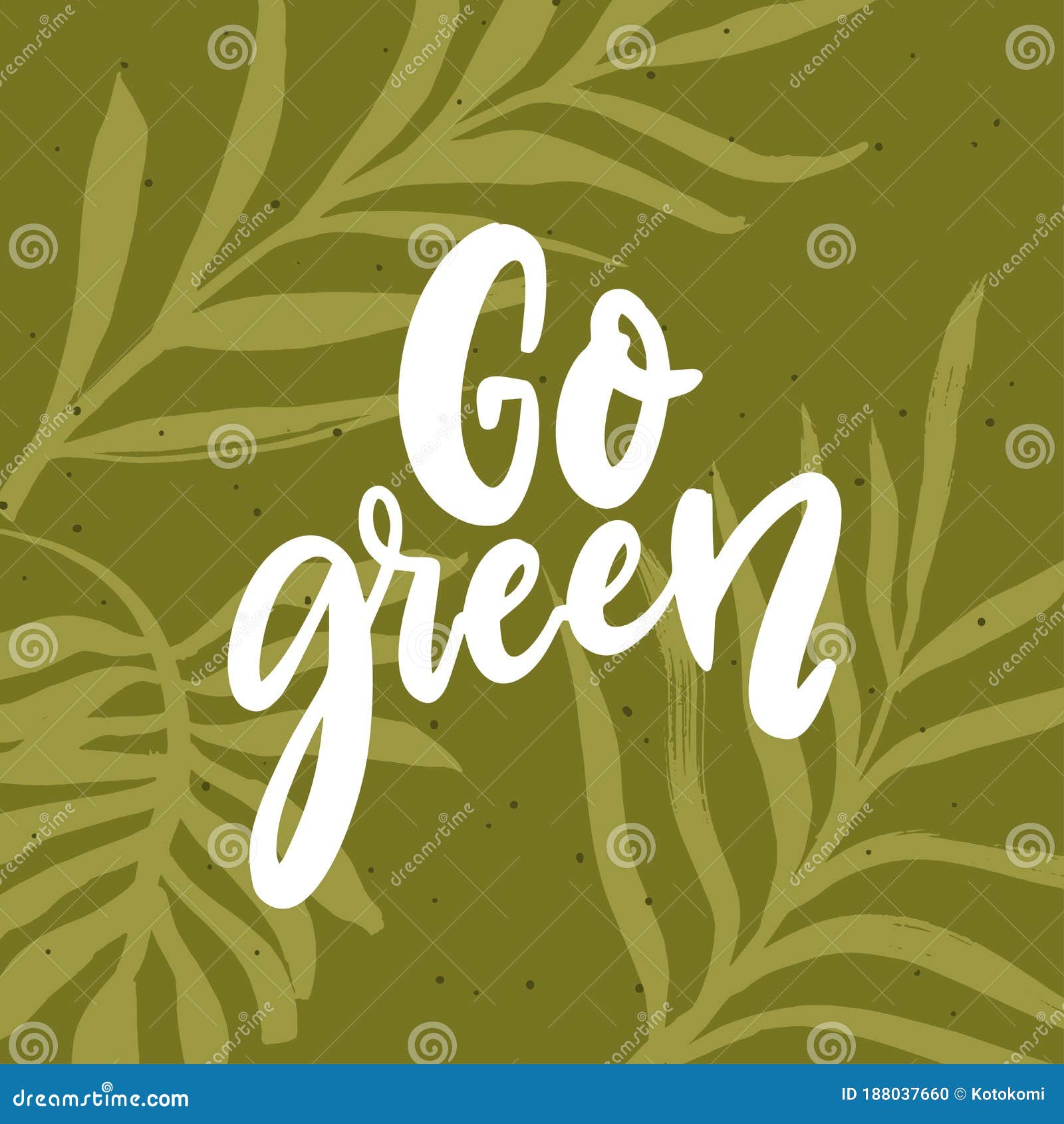 Go Green Banner. Hand Lettering Script Text on Green Leaf Background ...