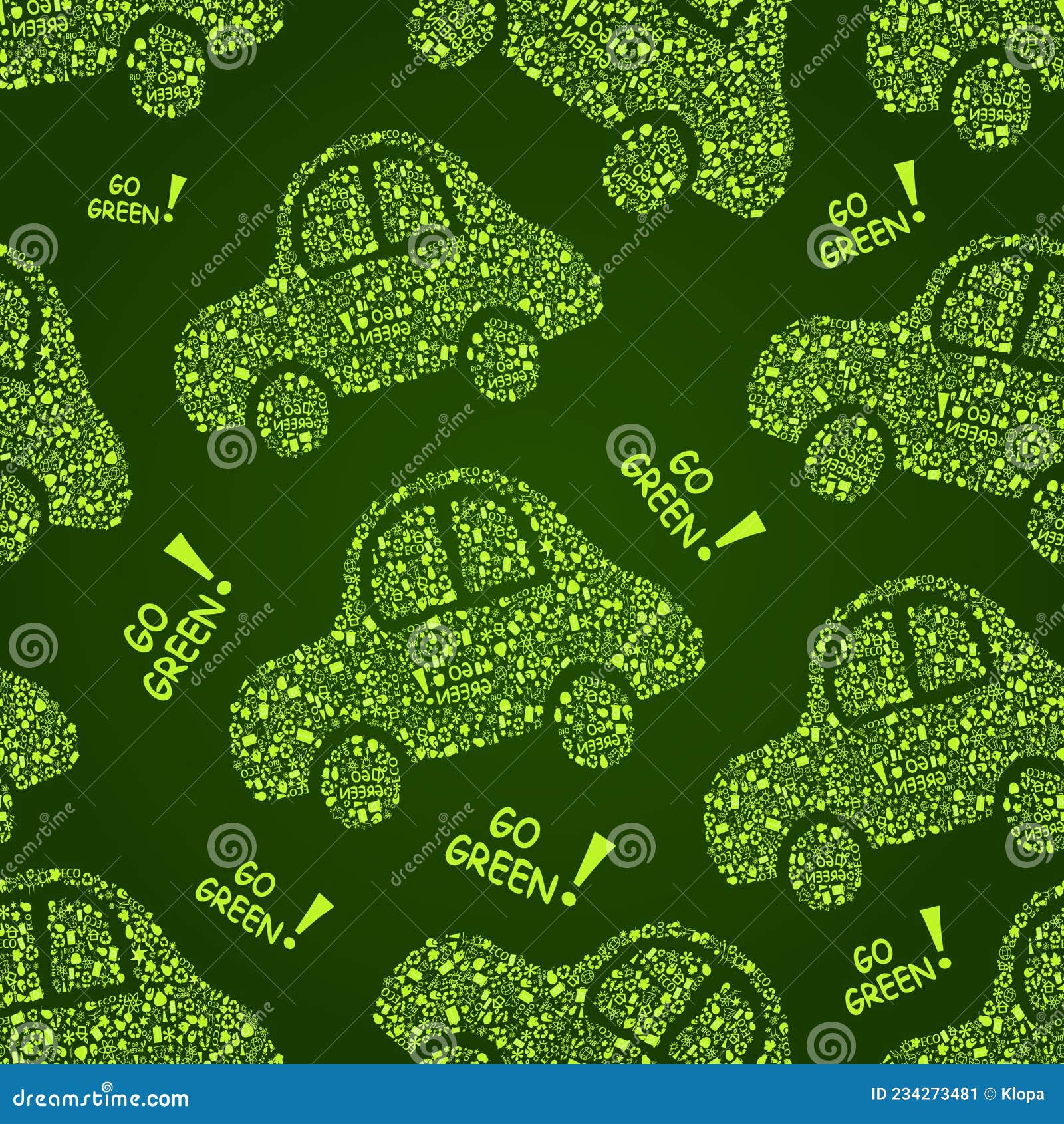 Go Green Car Seamless Pattern Stock Vector - Illustration of fuel, leaf ...