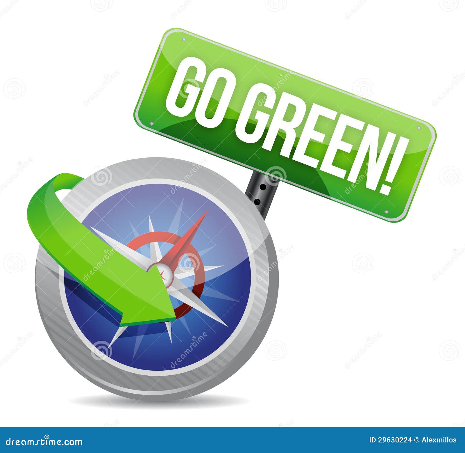 Go green on a compass stock illustration. Illustration of guidance ...