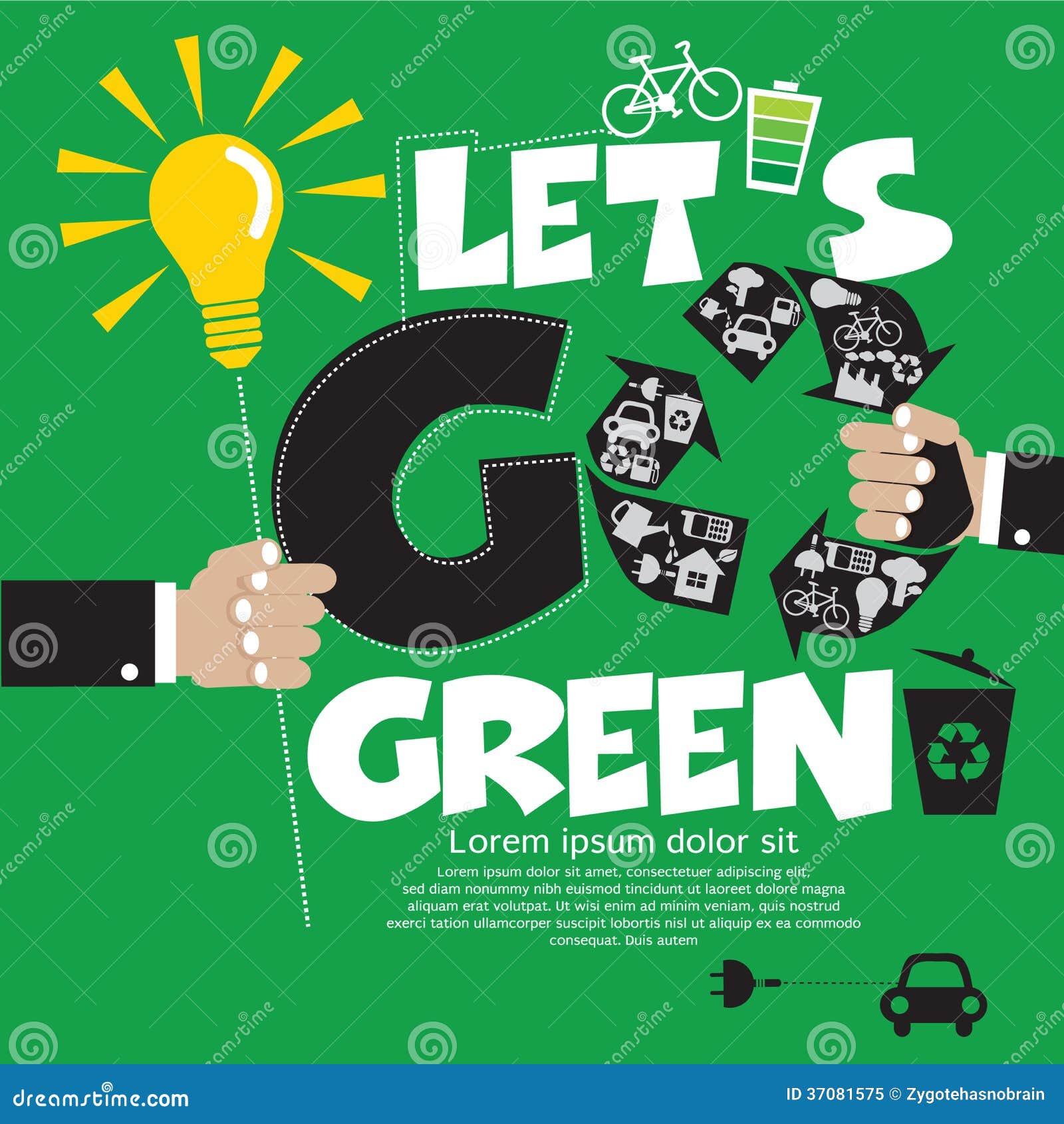Go Green Concept. stock vector. Illustration of human - 37081575