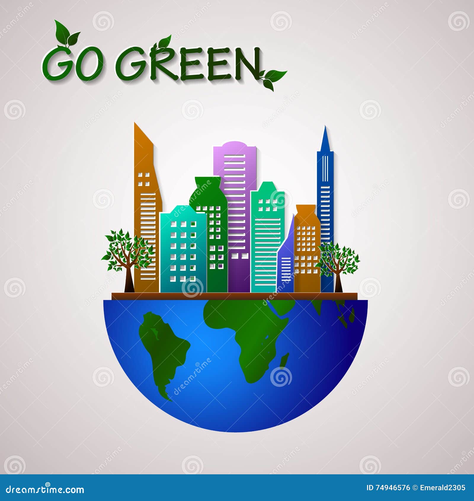 Go Green Design Template. Eco Planet Illustration Stock Vector ...