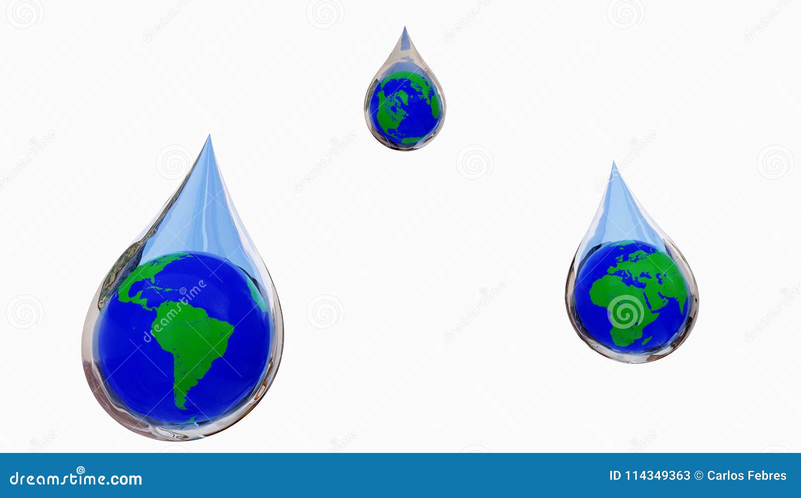 Go Green Earth in a Water Drop, 3d Illustration Stock Illustration ...