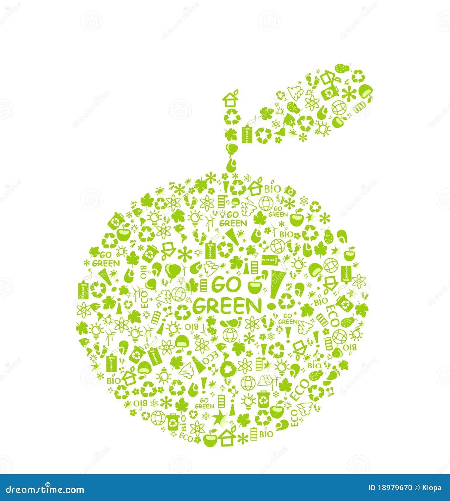 Go Green Eco Pattern on Apple Silhouette Stock Illustration ...