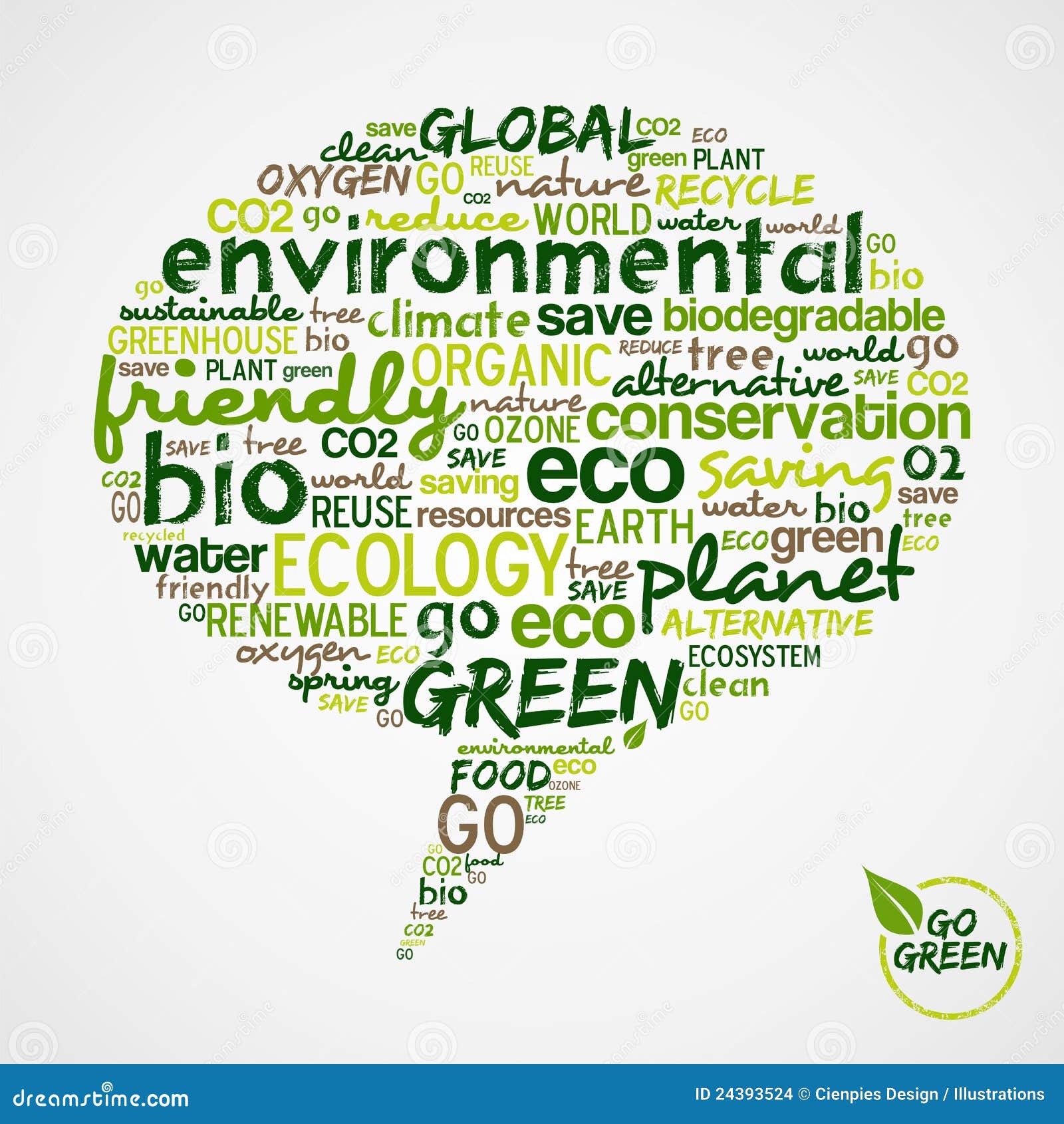 Go Green. Eco Words Cloud in Social Media Bubble Stock Vector ...