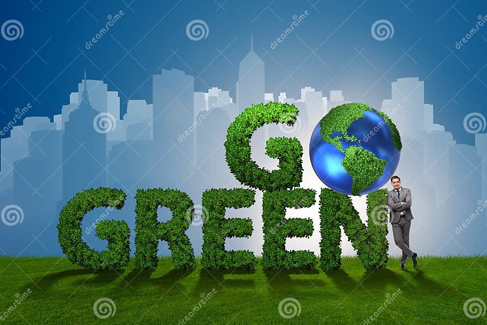 The Go Green Environmental Concept with Letters Stock Illustration ...