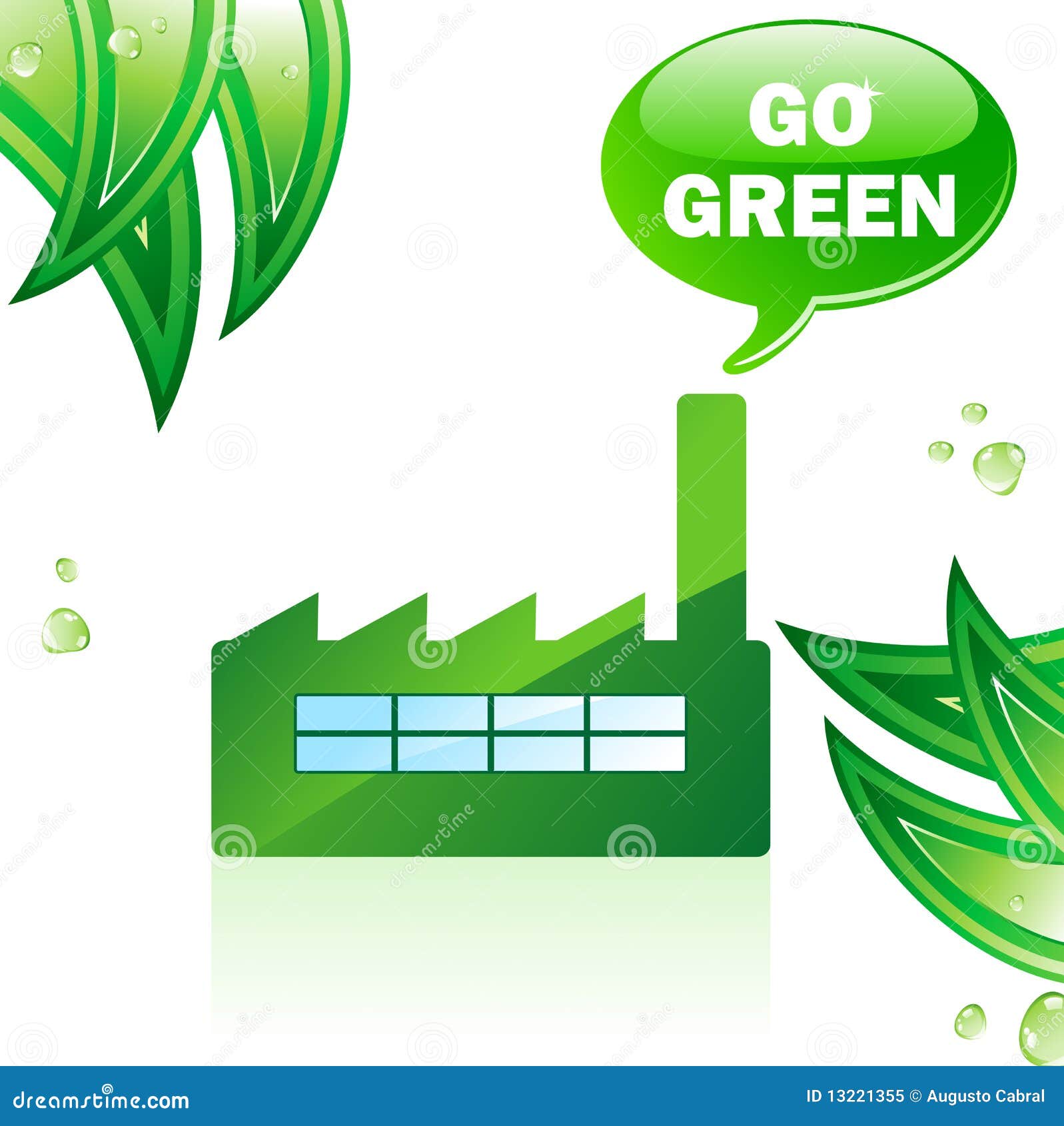 Go Green Glossy Factory. stock vector. Illustration of plant - 13221355