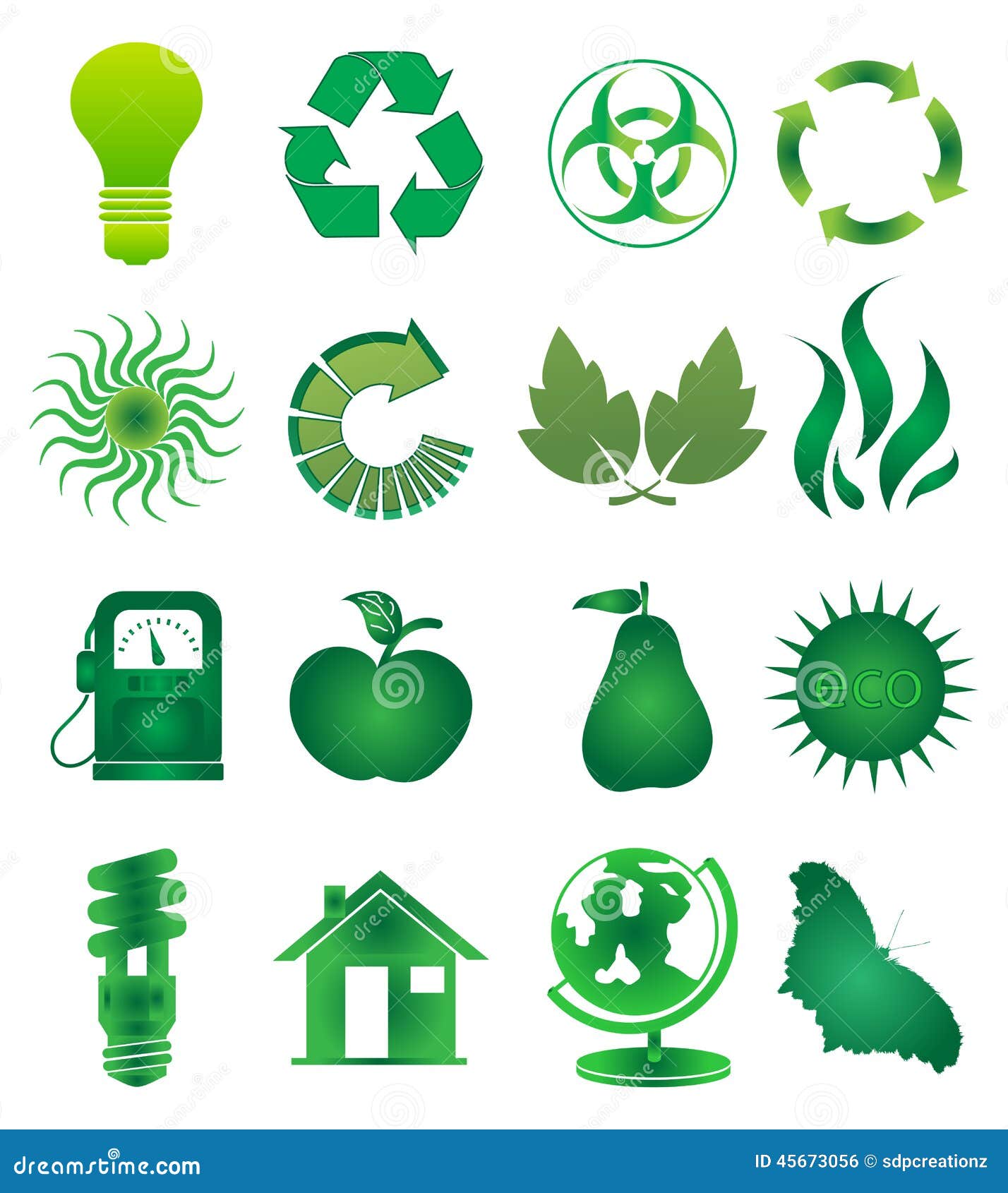 Go green icons set stock vector. Illustration of icons - 45673056